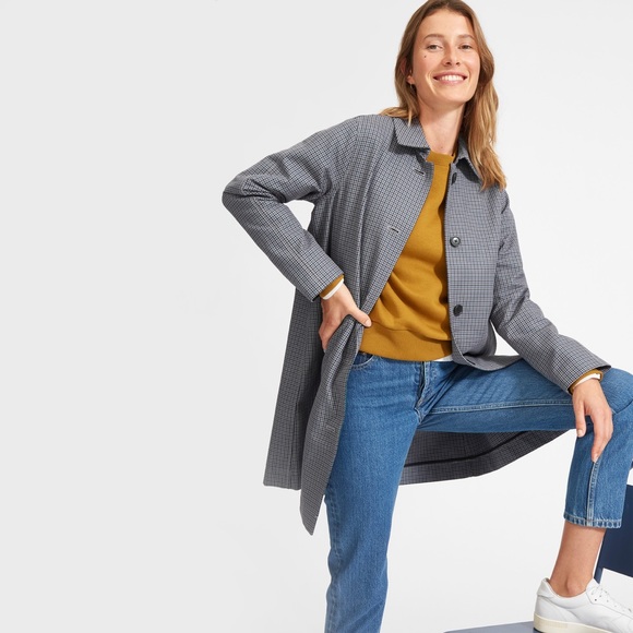 Everlane | Jackets & Coats | Everlane Mac Blue Check Water Resistant ...